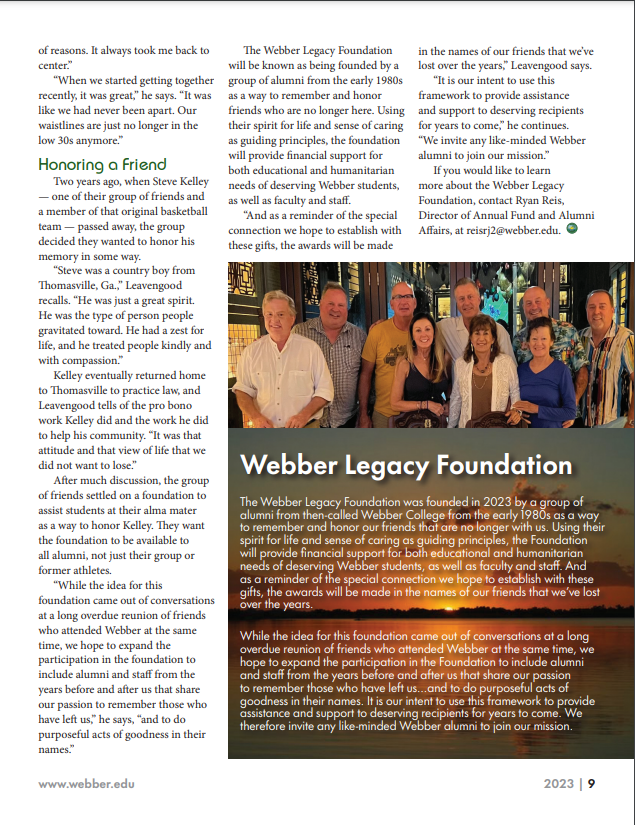 Webber Legacy Foundation - Welcome